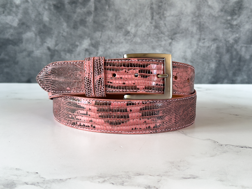 Lizard Belt: Marked Pink – Jacob Hill Leather