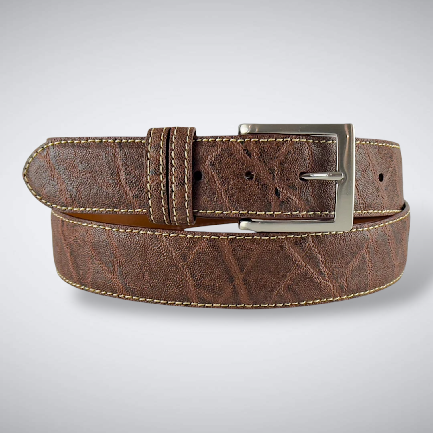 Savannah Elephant Belt – Chestnut with Khaki Stitch | Cut-to-Fit ...