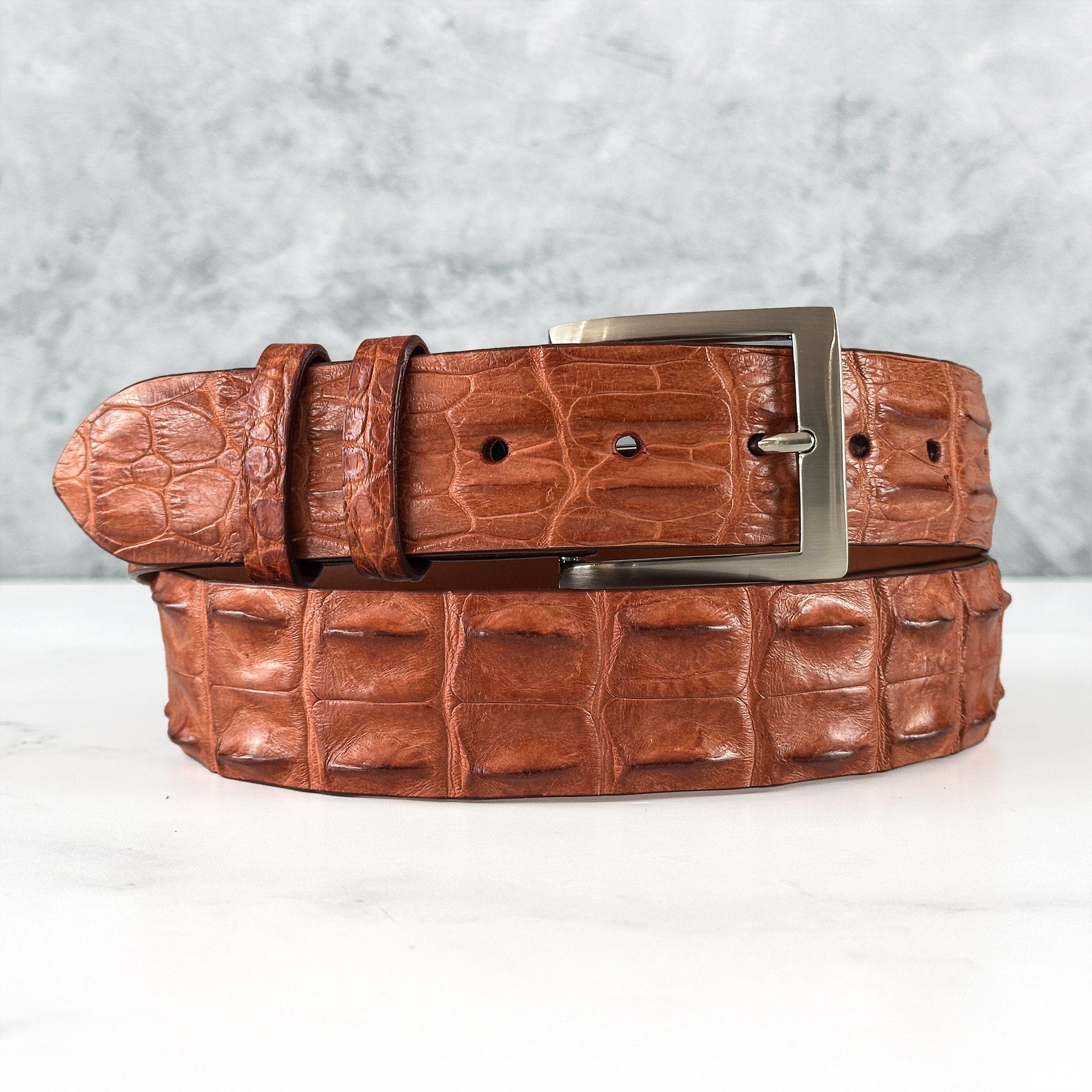 Saltwater Crocodile Belt: Cognac – Jacob Hill Leather